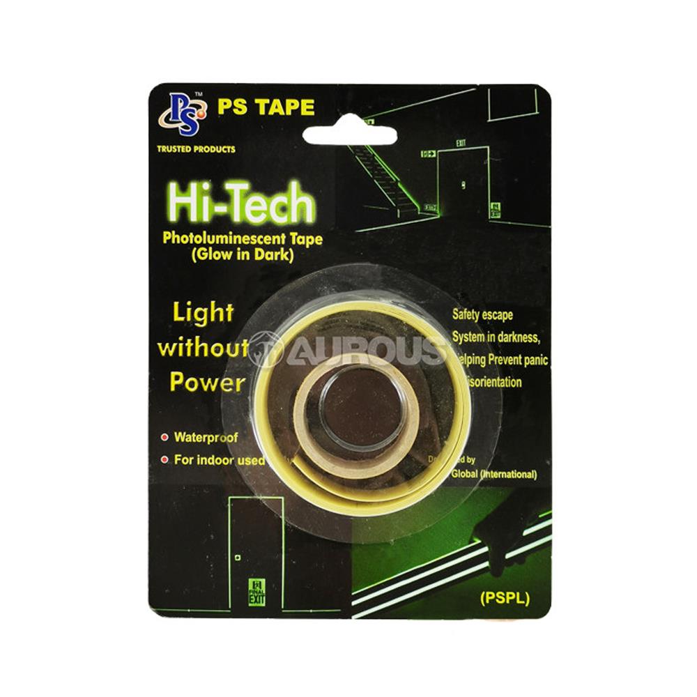 PS HI-TECH PHOTOLUMINESCENT TAPE -GLOW IN DARK 25MM x 1 METER
