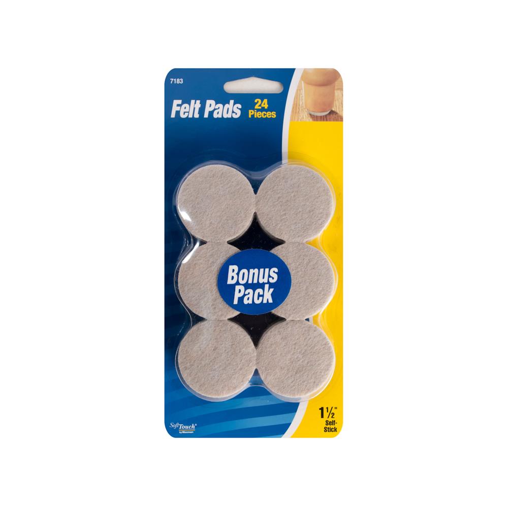 ROUND FELT PAD SOFT TOUCH 1.5" GRAY 24EA