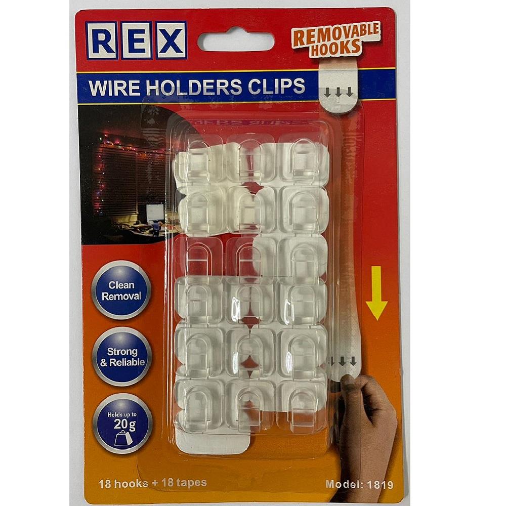 REX WIRE HOLDER CLIP REMOVABLE HOOK 1819 CLEAR