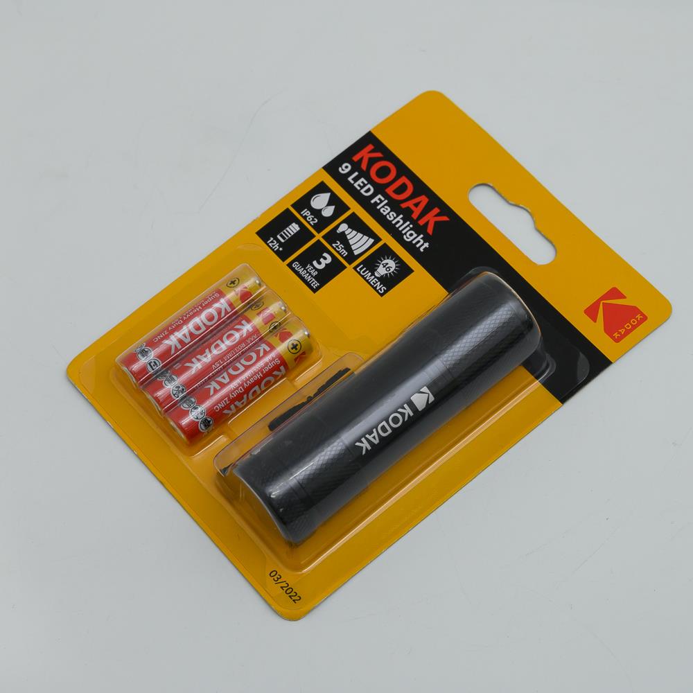 9LED ALUMINIUM TORCH 1'S 3XAAA KODAK