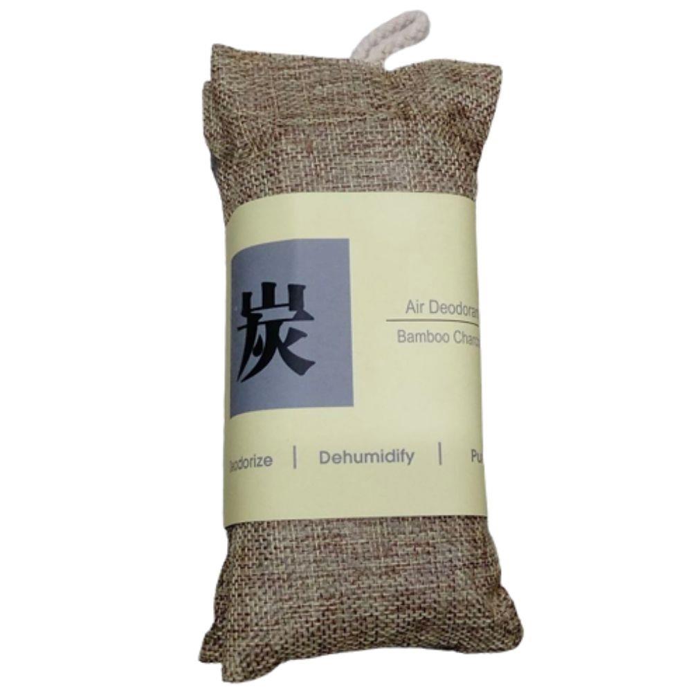 HOME+ BAMMBOO CHARCOAL SACHET WITH STRING 80G X2 JUTE BROWN