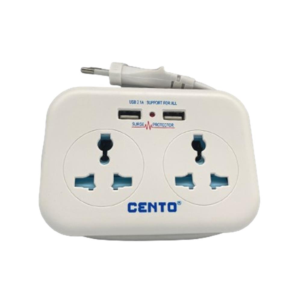 CENTO 2WAY TRAVELLER EXTENSION SOCKET 1M WITH DUAL USB (2.1A) SES-9218