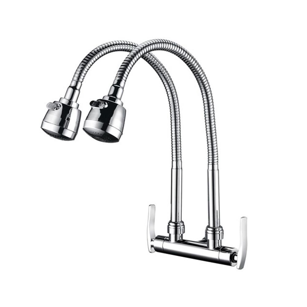 LIVINOX SINK FAUCET WALL TAP DOUBLE FLEXI SPOUT SPRAYER LT-AT232DF SS