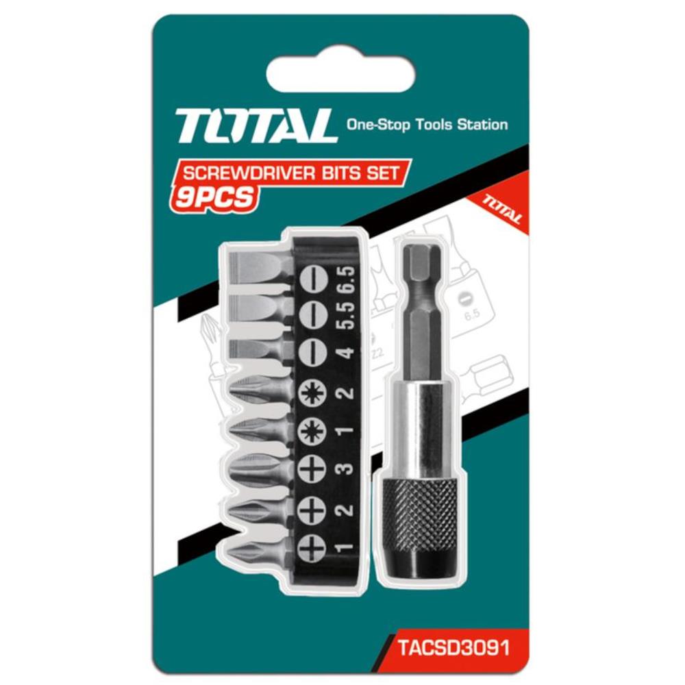 TOTAL SCREW DRIVER BIT 9 PIECES SET (TACDS3091)