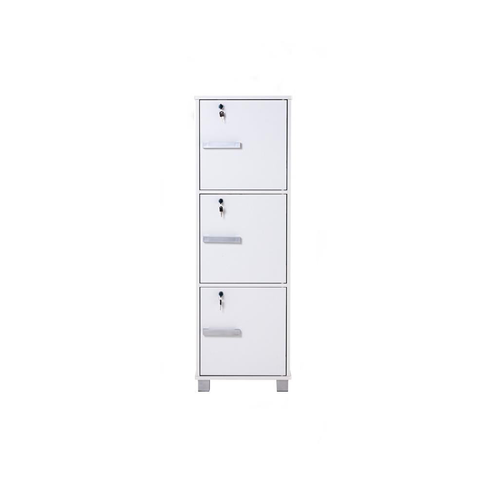 NUHOOM NAOMI STORAGE BOX 3 DOOR WITH LOCK WHITE