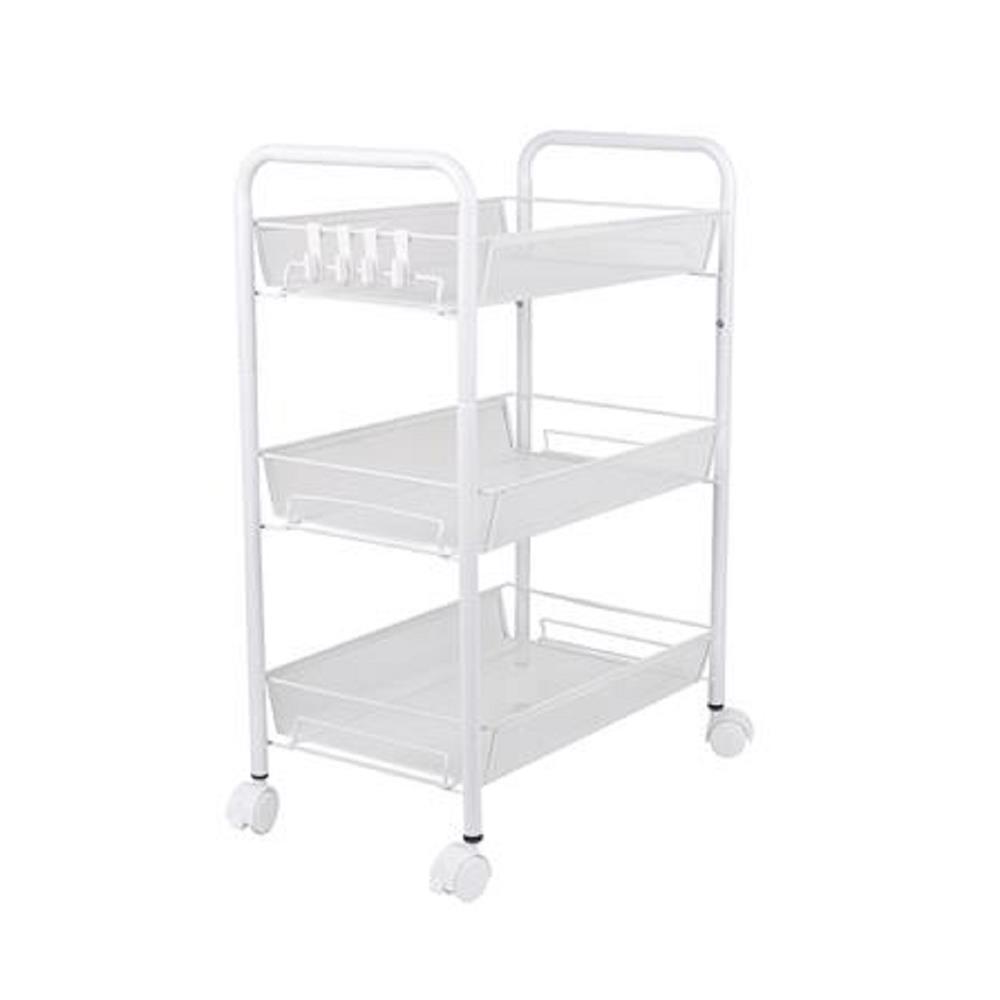 3 TIER MULTI PURPOSE SHELF TROLLEY 44X26X63CM WHITE