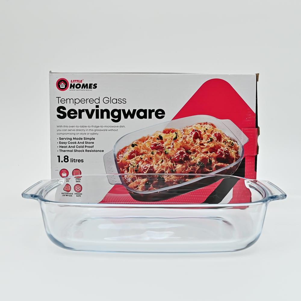 LITTLE HOMES TEMPERED GLASS SERVINGWARE 1.8L BAKING DISH/SERVING TRAY