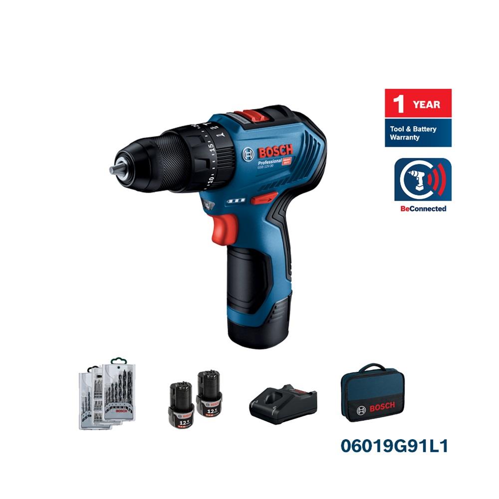 BOSCH CORDLESS 12V IMPACT DRILL (BATTERY INCLUDED) GSB12V-30