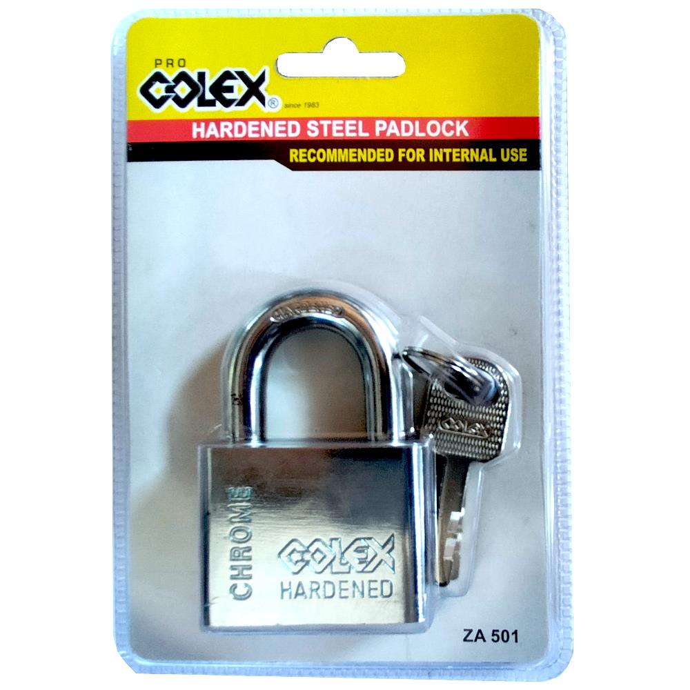 COLEX HARDENED STEEL SINGLE PADLOCK ZA501 50MM