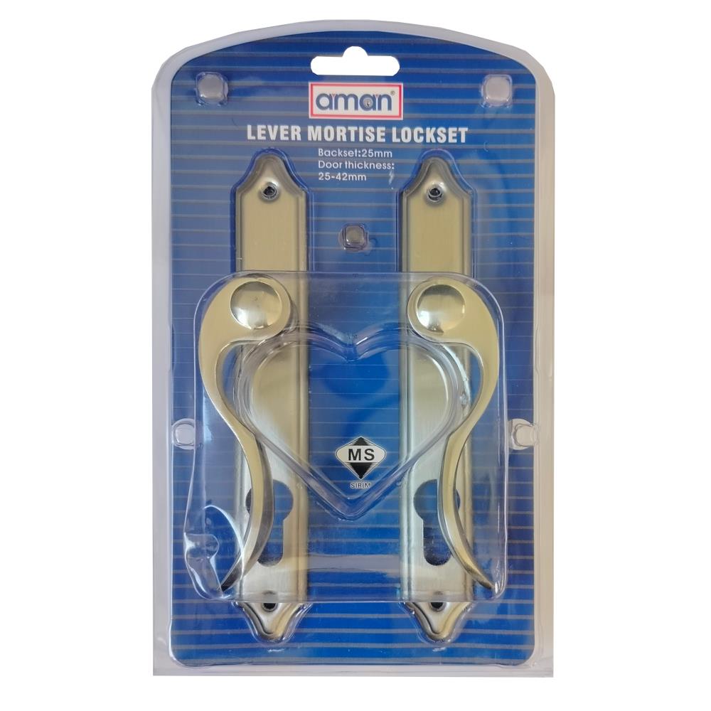 AMAN ENTRANCE LEVER MORTISE LOCK 8241 CHROME SATIN