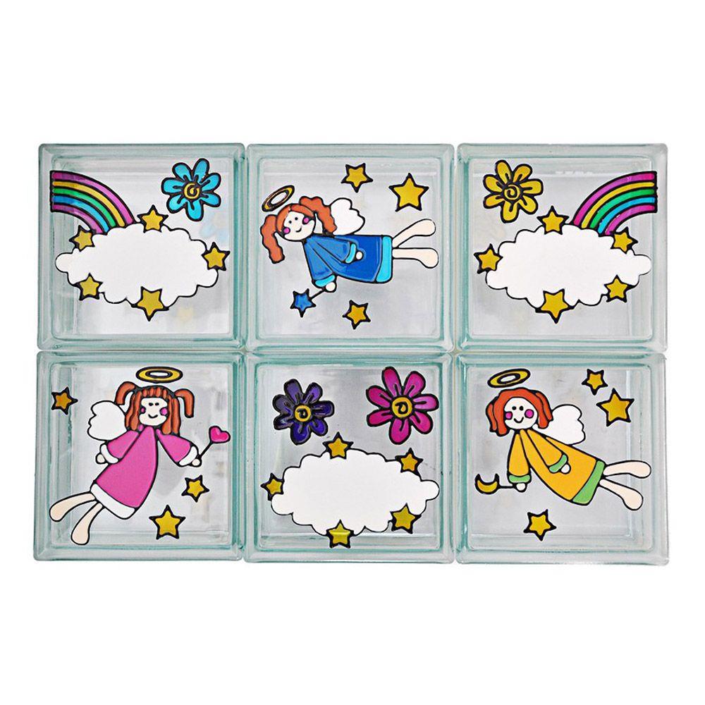 CHANG KAEW GLASS BLOCK 19X19X8CM ANGEL SET 6PCS