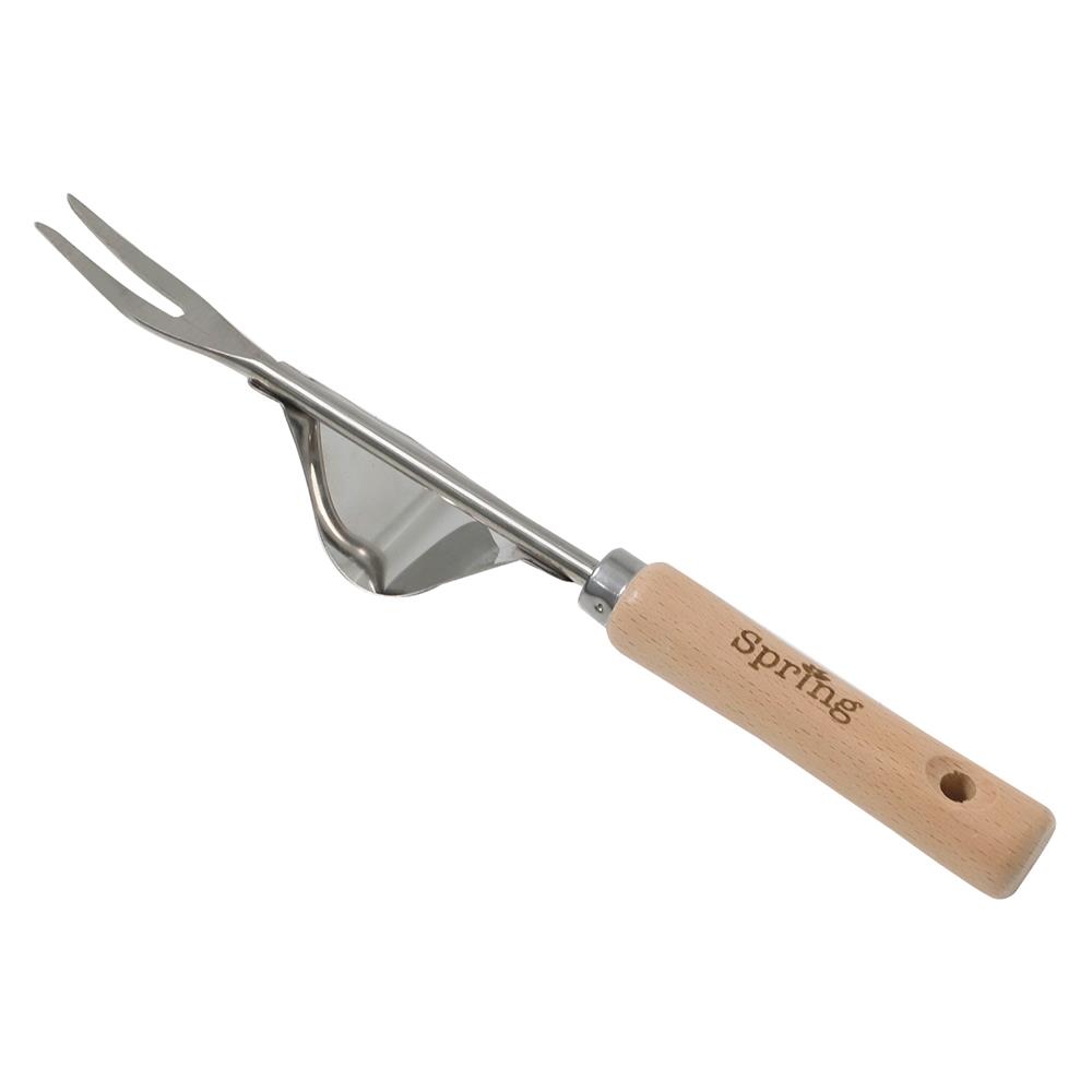 GARDEN HAND WEEDER WITH WOODEN HANDLE SPRING HT03119