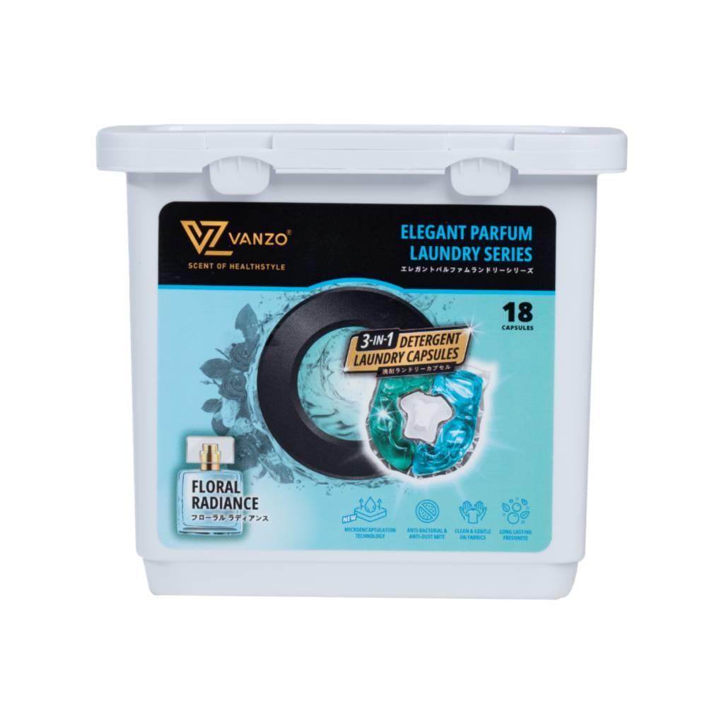 VANZO 3IN1 LAUNDRY CAPSULES FLORAL RADIANCE 18PCS