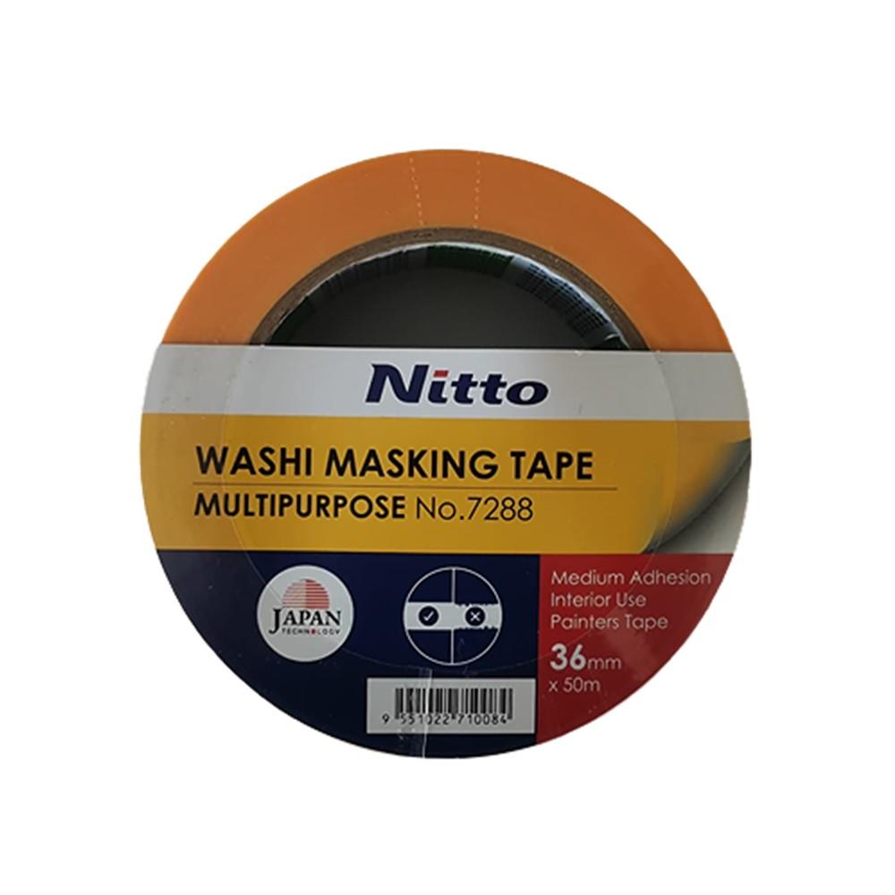 NITTO WASHI MASKING TAPE MULTI PURPOSE NO.7288 36MM X 50M YELLOW NT00012694