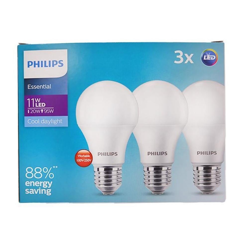 PHILIPS ESSENTIAL LED BULB E27 6500K COOL DAYLIGHT 11W (3PCS)