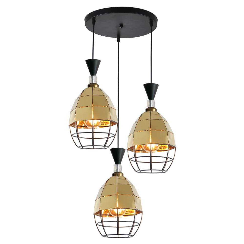 BRIGHT OBJECTIVES PENDANT LAMP 16076/3R BLACK GOLD 35CM