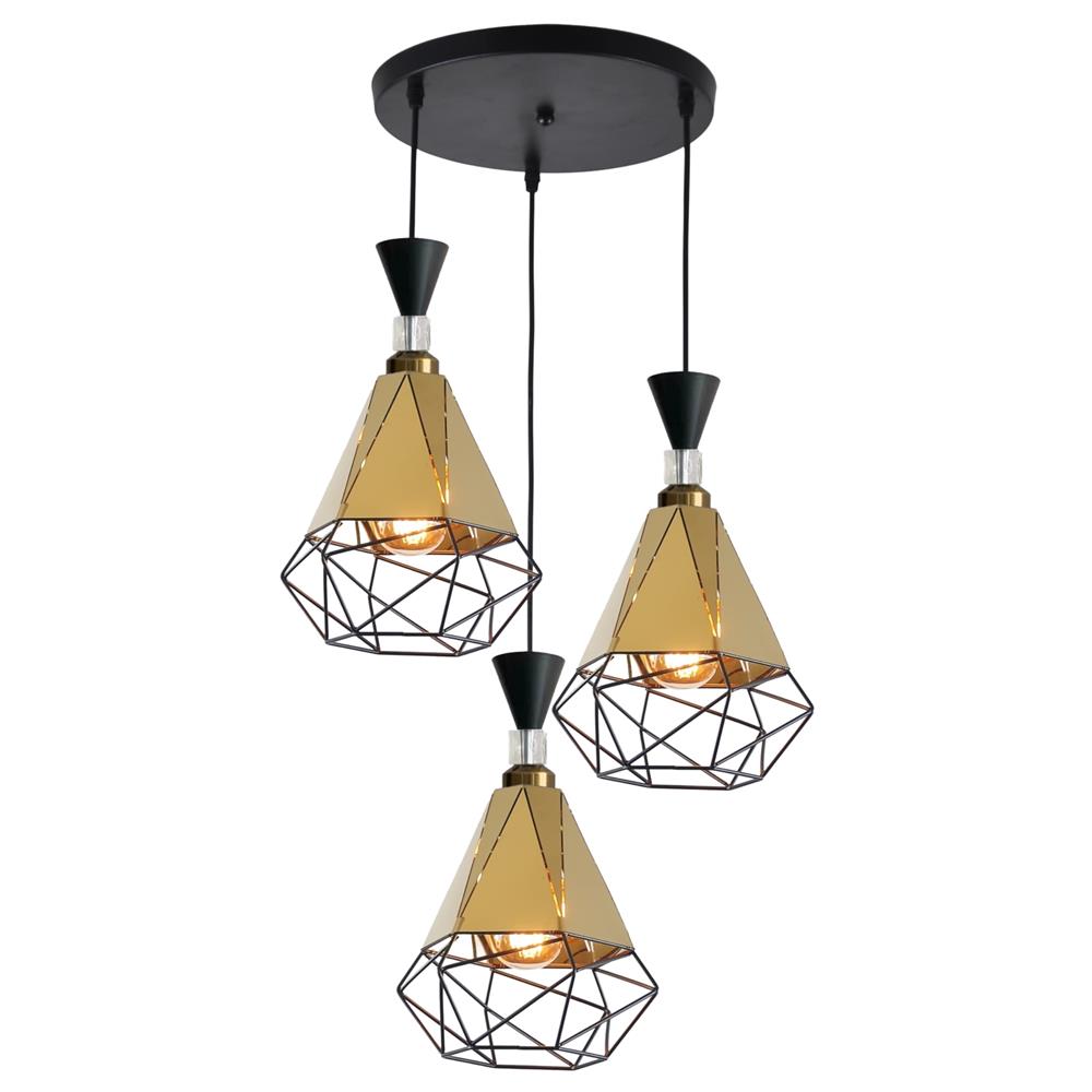 BRIGHT OBJECTIVES PENDANT LAMP 16075/3R BLACK GOLD 35CM