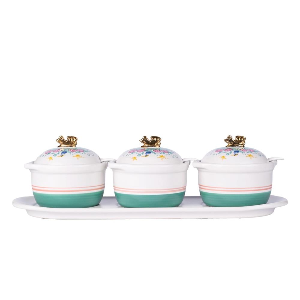 COLOR KING THE HERITAGE GARDEN CERAMIC CRUET SET - HERITAGE WHITE